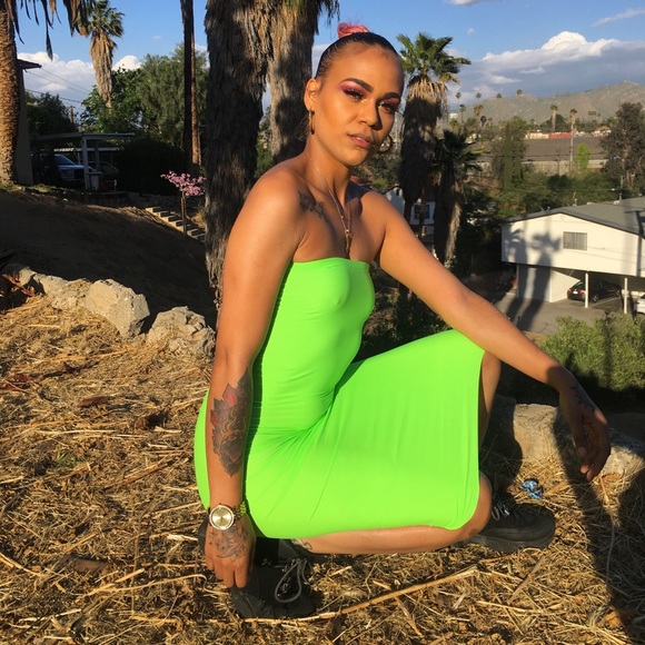 Dresses | Neon Green Tube Dress | Poshmark